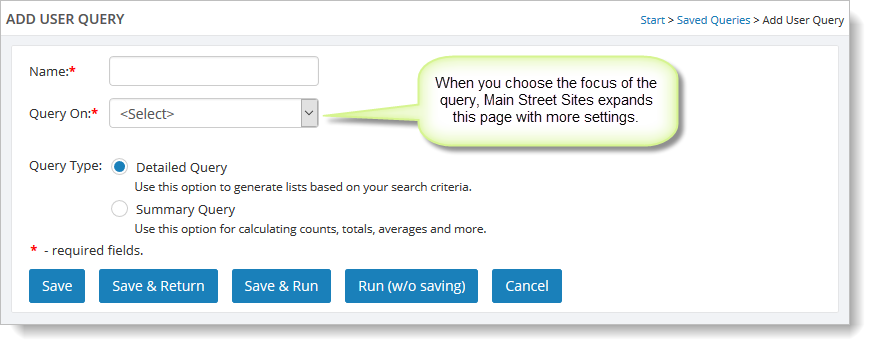 Adding, editing and deleting user queries